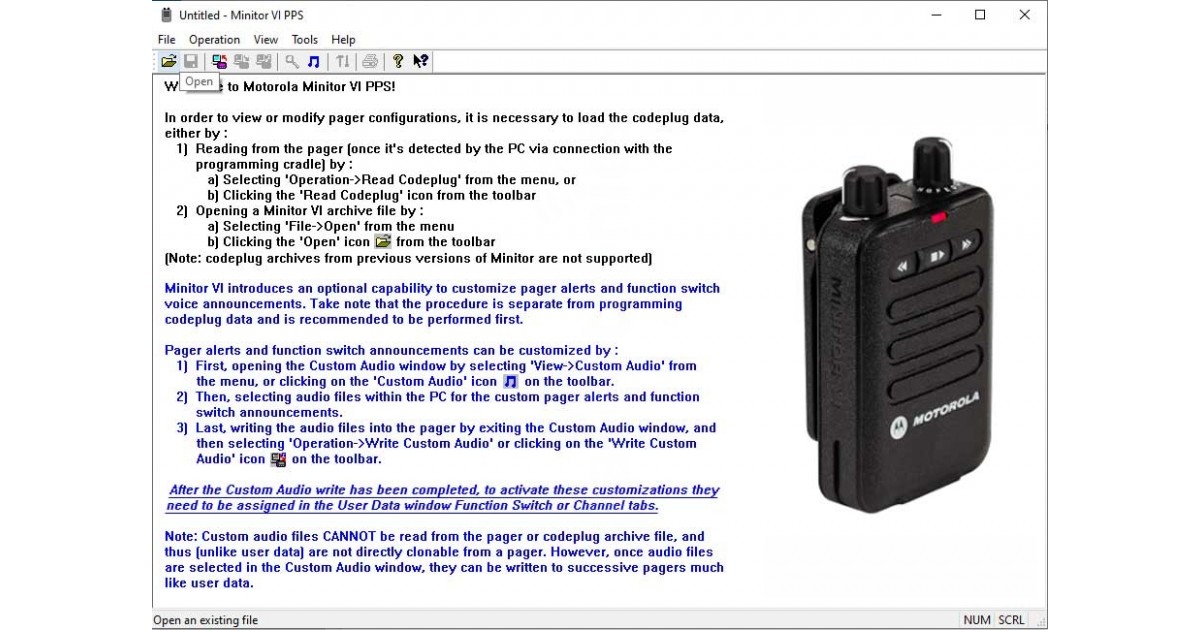 Minitor VI Customer Programming Software - Radiotronics USA