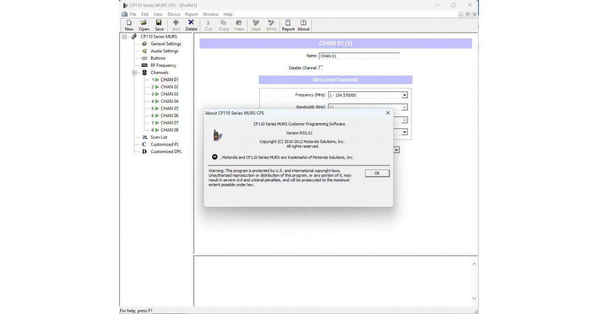 Motorola CP110, CP110D Legacy Programming Software - Radiotronics USA