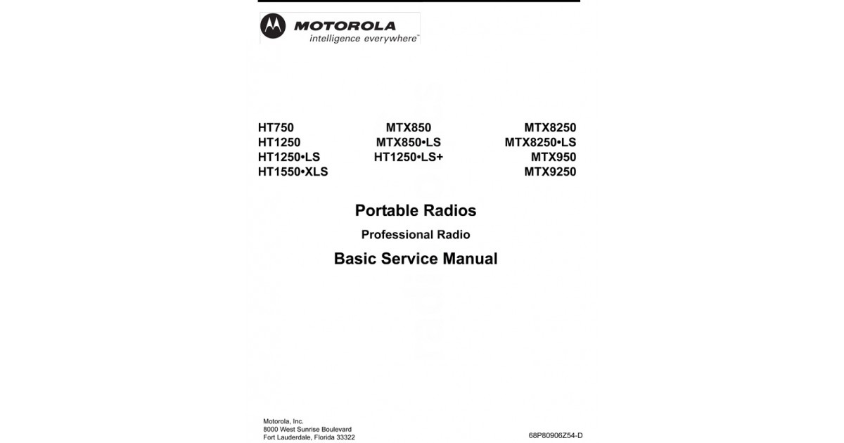 Motorola HT750 HT1250 HT1550 Service Manual - Radiotronics USA