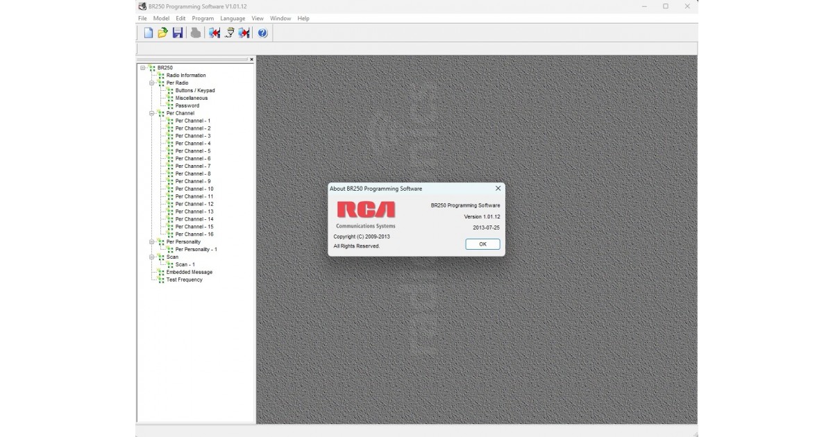 RCA BR250 (BR250U & BR250V) Programming Software - Radiotronics USA