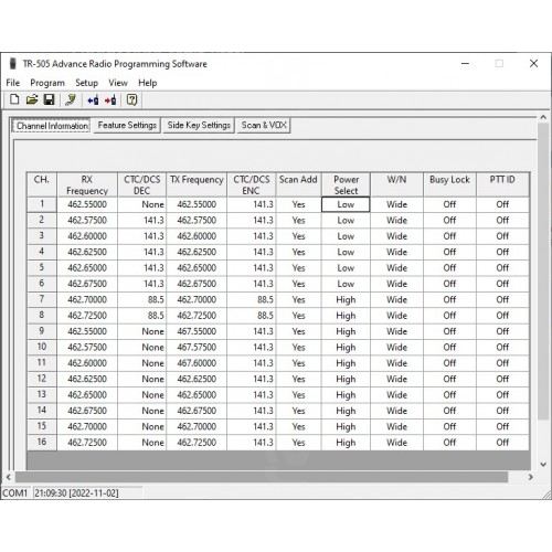 TERA TR-505 / TR-505D GMRS/MURS Programming Software - Radiotronics USA